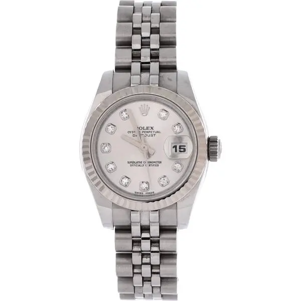 ROLEX Oyster Perpetual Datejust Automatic Watch Stainless Steel And White Gold With Diamond Markers 26 - Metallic Silver
