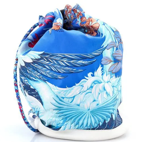 Hermès Soie Cool Handbag Printed Silk And Calfskin Medium