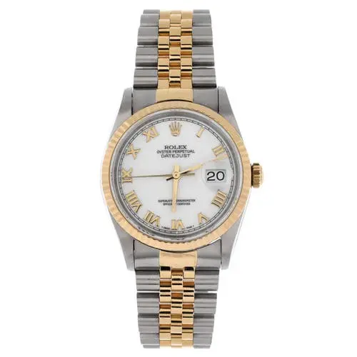 ROLEX Oyster Perpetual Datejust Automatic Watch Stainless Steel And Yellow Gold 36 - Metallic Silver