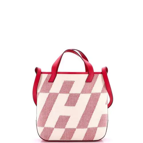 Hermès Cabas H En Biais Tote Canvas With Leather 27