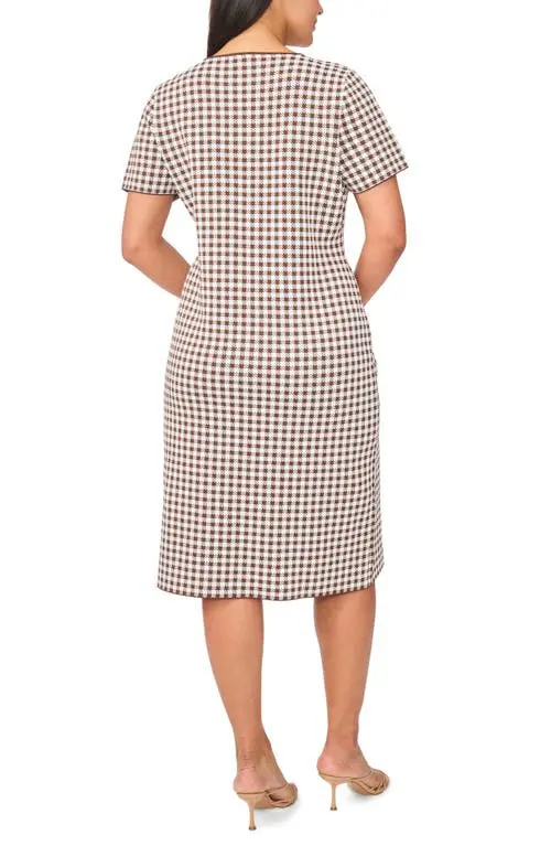 Halogen Gingham Boat Neck Midi Dress