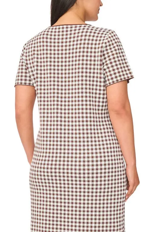 Halogen Gingham Boat Neck Midi Dress