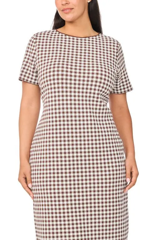 Halogen Gingham Boat Neck Midi Dress