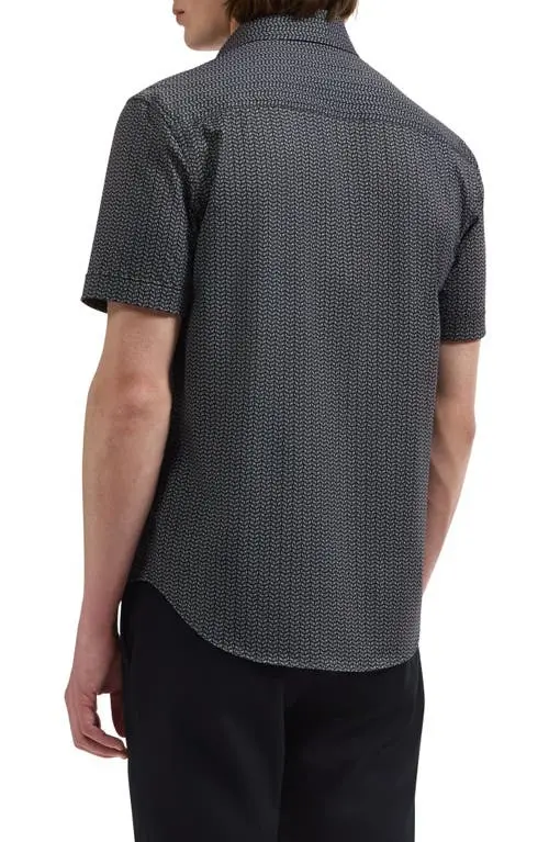 Bugatchi Miles Ooohcotton Geometric Short Sleeve Button-up Shirt