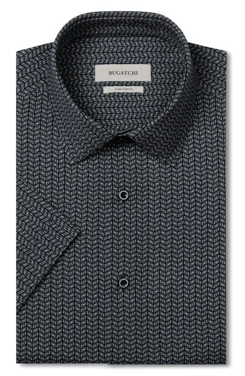 Bugatchi Miles Ooohcotton Geometric Short Sleeve Button-up Shirt