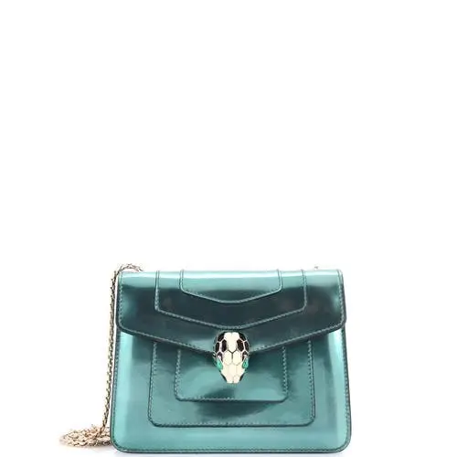 BVLGARI Serpenti Forever Square Shoulder Bag Metallic Leather Small