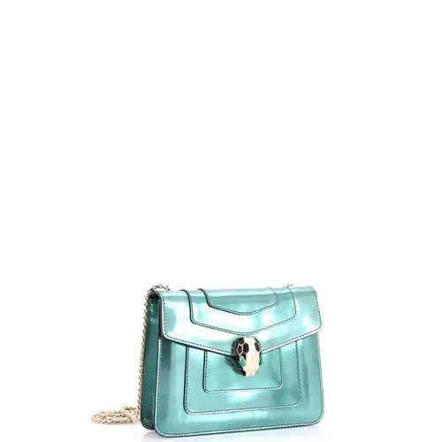 BVLGARI Serpenti Forever Square Shoulder Bag Metallic Leather Small
