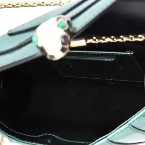 BVLGARI Serpenti Forever Square Shoulder Bag Metallic Leather Small