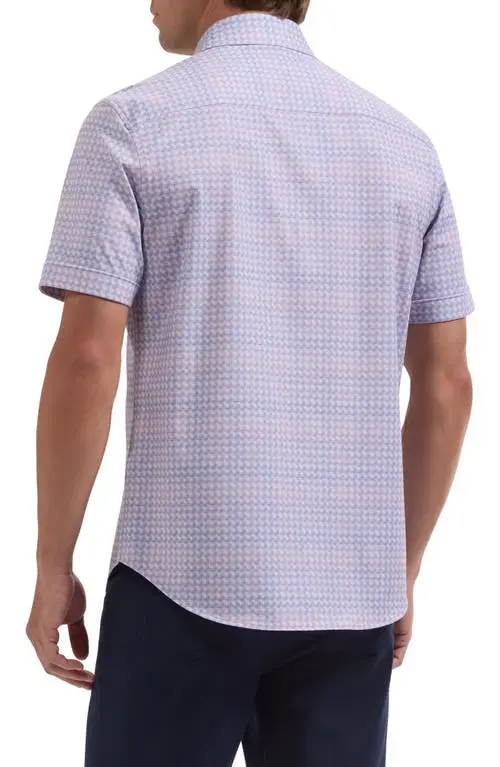 Bugatchi Miles Ooohcotton® Grid Short Sleeve Button-up Shirt