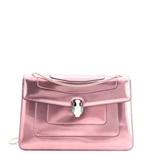 BVLGARI Serpenti Forever Shoulder Bag Metallic Leather Medium