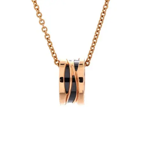 BVLGARI B.zero1 Design Legend Zaha Hadid Pendant Necklace 18k Rose Gold With Ceramic - Metallic Gold