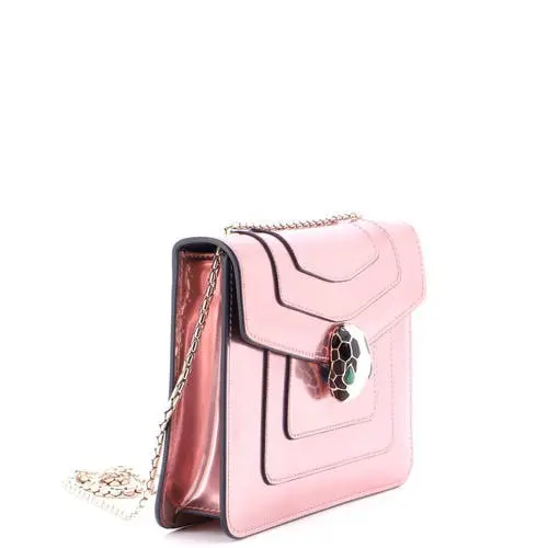 BVLGARI Serpenti Forever Square Shoulder Bag Metallic Leather Small