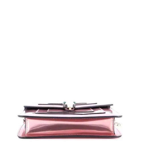 BVLGARI Serpenti Forever Square Shoulder Bag Metallic Leather Small
