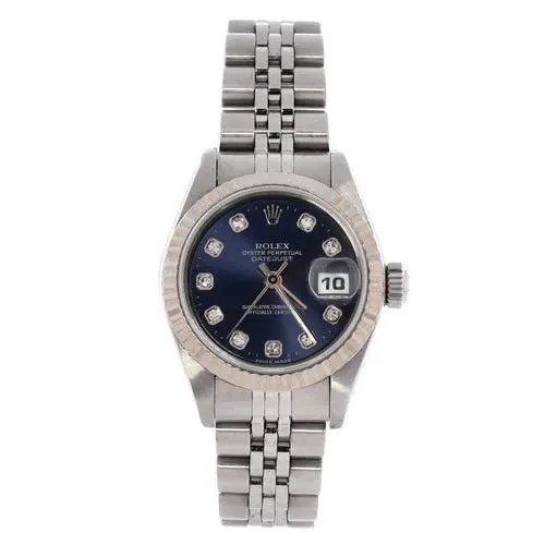 ROLEX Oyster Perpetual Datejust Automatic Watch Stainless Steel And White Gold With Diamond Markers 26 - Metallic Silver