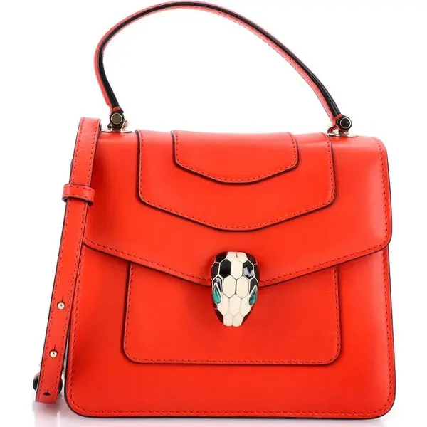 BVLGARI Serpenti Forever Top Handle Bag Leather Small