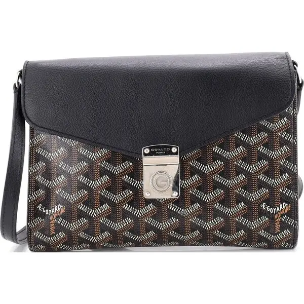 Goyard Chypre Wallet On Strap Coated Canvas With Leather - Black
