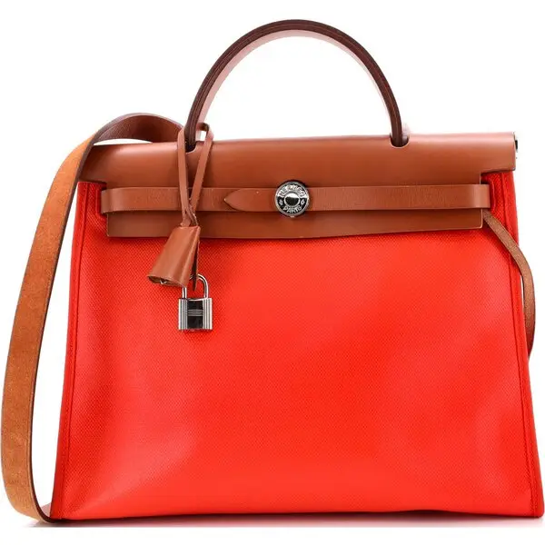 Hermès Herbag Zip Berline Vache Canvas And Leather 31