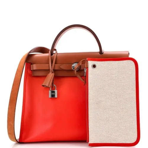 Hermès Herbag Zip Berline Vache Canvas And Leather 31