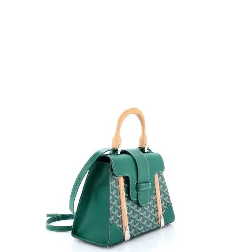 Goyard Saigon Top Handle Bag Coated Canvas With Leather Pm