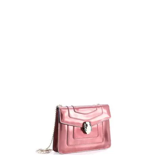 BVLGARI Serpenti Forever Square Shoulder Bag Metallic Leather Small