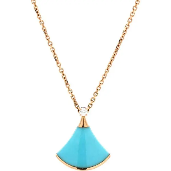 BVLGARI Divas' Dream Pendant Necklace 18k Rose Gold With Turquoise And Diamond Small - Metallic Gold