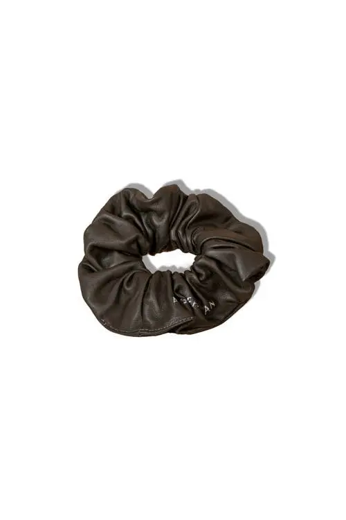 ALYSON EASTMAN Leather Scrunchie - Chocolate
