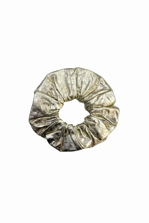 ALYSON EASTMAN Leather Scrunchie - Gold