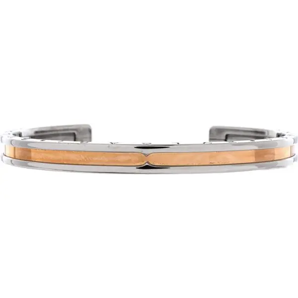 BVLGARI B.zero1 Cuff Bracelet Stainless Steel And 18k Rose Gold - Metallic Silver