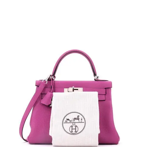 Hermès Kelly Handbag Togo With Palladium Hardware 28 - Pink