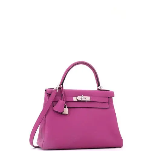 Hermès Kelly Handbag Togo With Palladium Hardware 28 - Pink
