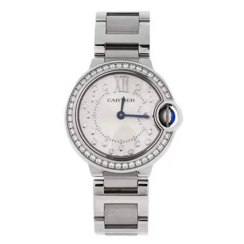 CARTIER Ballon Bleu De Quartz Watch Stainless Steel With Diamond Bezel And Markers 28 - Metallic Silver