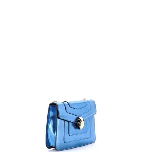 BVLGARI Serpenti Forever Square Shoulder Bag Metallic Leather Small