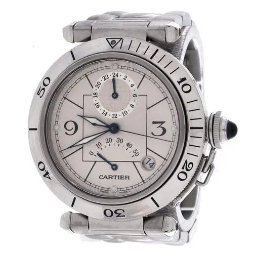 CARTIER Pasha De Gmt Power Reserve Automatic Watch Stainless Steel 38