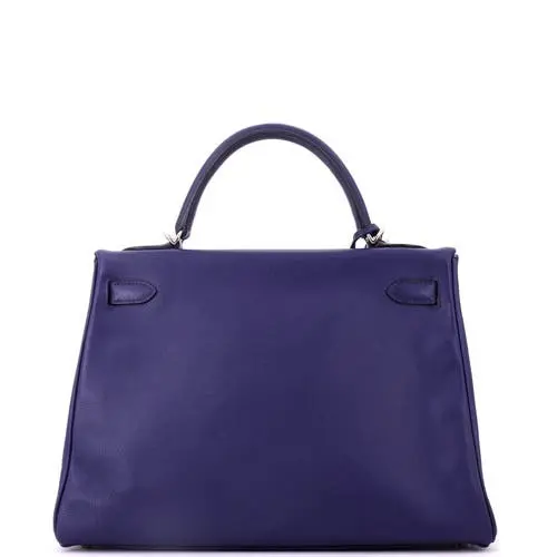 Hermès Kelly Handbag Verso Evercolor With Palladium Hardware 32