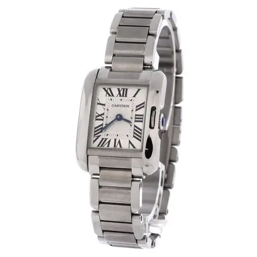 CARTIER Tank Anglaise Quartz Watch Stainless Steel 23