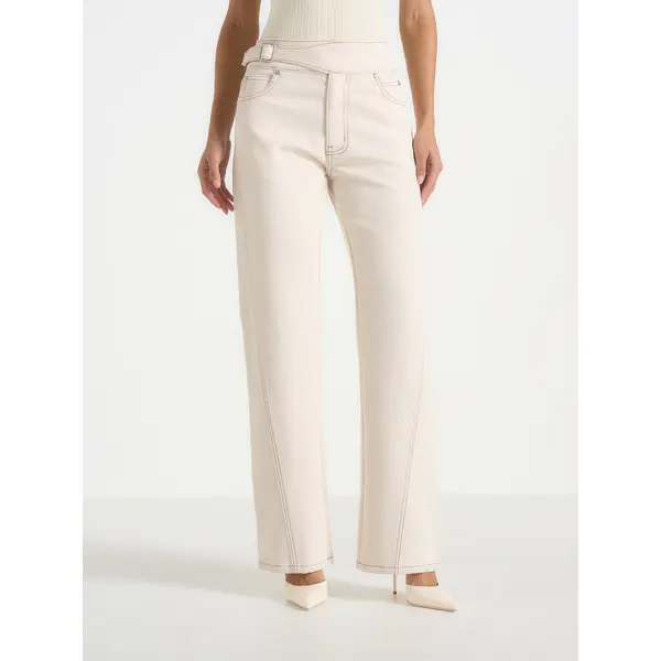 Manière De Voir Loane Twisted Leg Jeans With Waist Adjuster - Cream