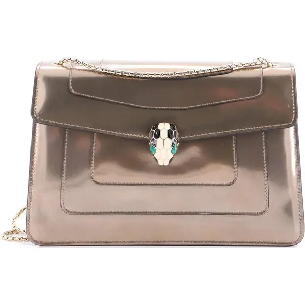 BVLGARI Serpenti Forever Shoulder Bag Metallic Leather Medium