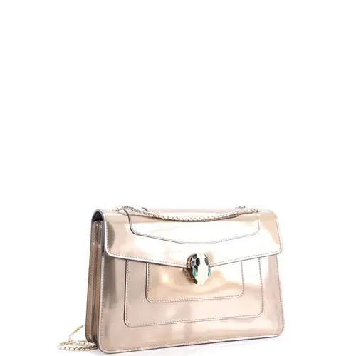 BVLGARI Serpenti Forever Shoulder Bag Metallic Leather Medium