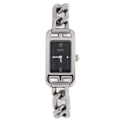 Hermès Nantucket Quartz Watch Stainless Steel With Aventurine Dial And Diamond Markers 17 - Metallic Silver