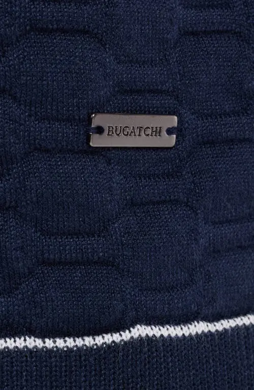 Bugatchi Short Sleeve Full Button Sweater - Navy