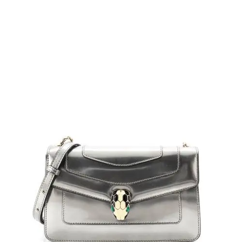 BVLGARI Serpenti Forever Shoulder Bag Metallic Leather Small