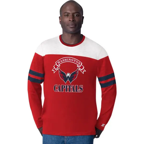 STARTER Washington Capitals Blitz Durene Long Sleeve T-shirt - Red