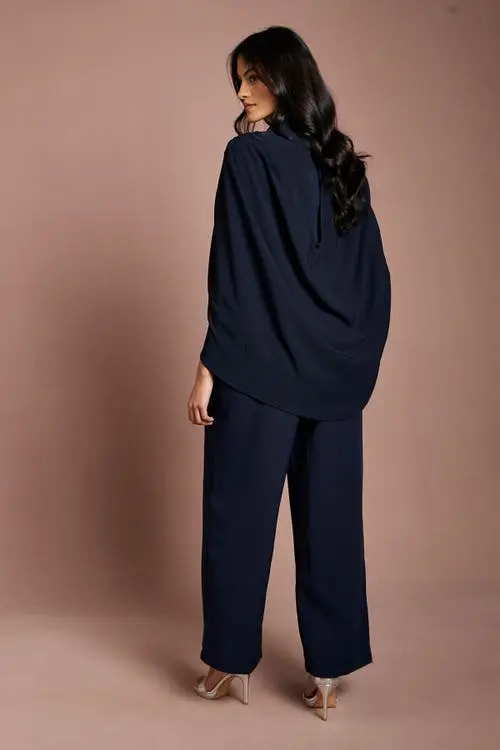 Coast Petite High Neck Cape Wide Leg Jumpsuit