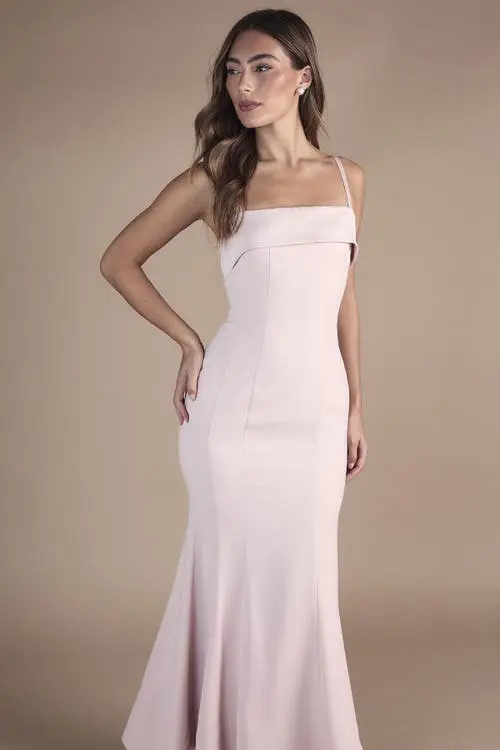 Coast Strappy Square Neck Satin Trim Maxi Dress