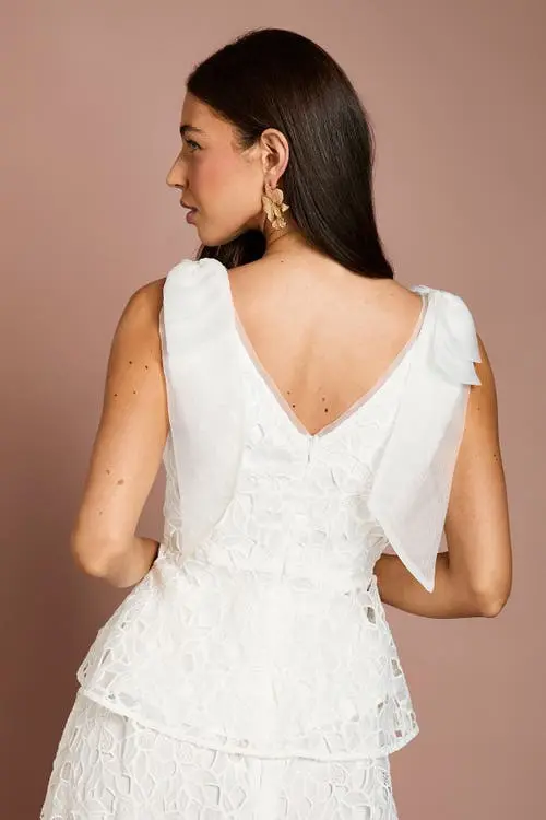 Coast Lace Bow V-neck Top