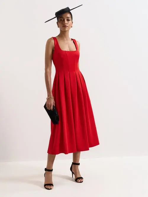 PHASE EIGHT Katie Square-neck Midi Dress