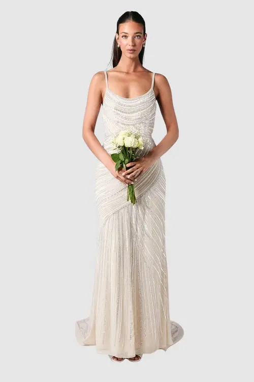 Coast Embellished Strappy Maxi Dress - Nude