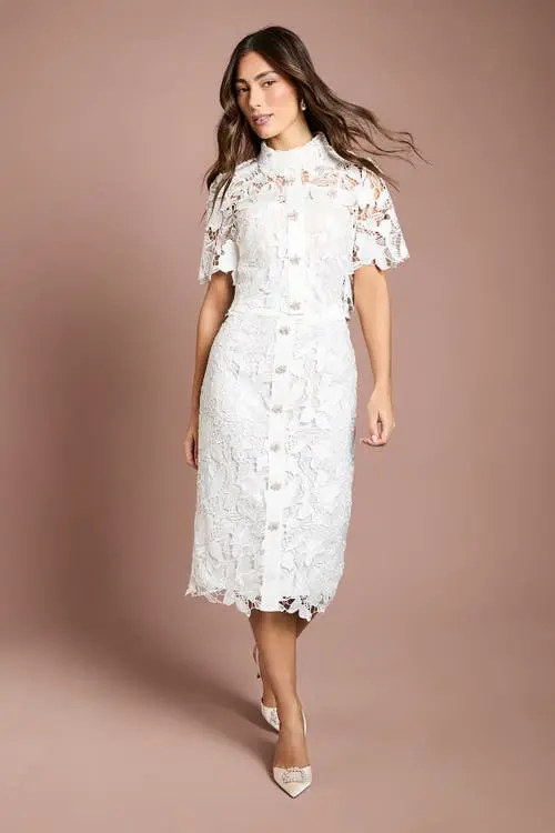 Coast Lace Pencil Skirt - Ivory
