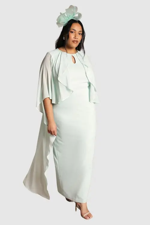 Coast Plus Chiffon Cape Maxi Dress - Mint