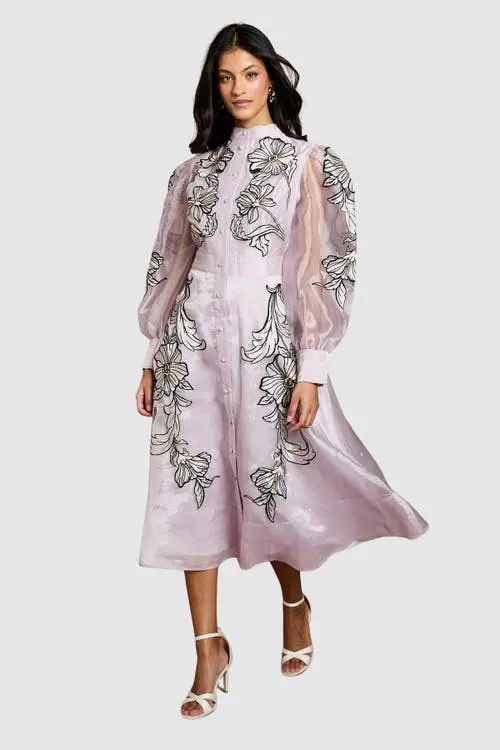 Coast Petite Embroidered Midi Dress - Blush
